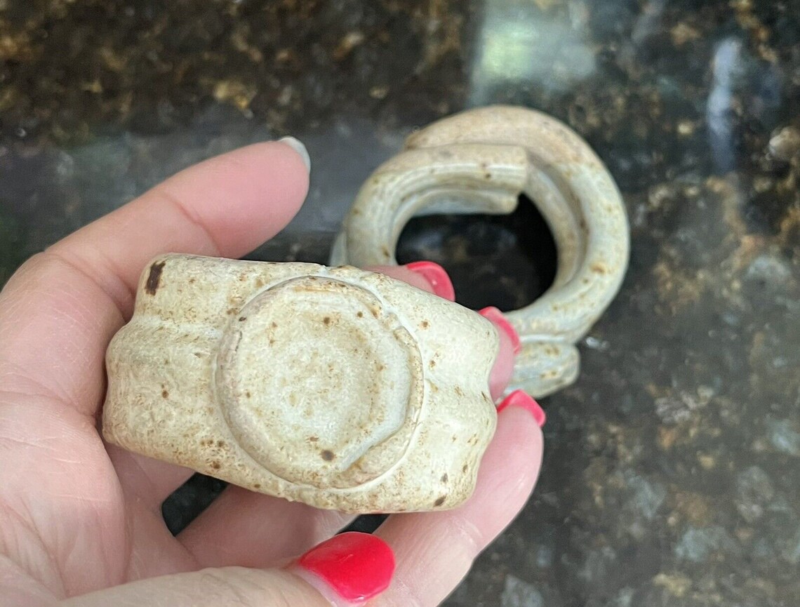 Artisan Handmade Pottery Napkin Rings Stoneware Set of 2 Blue Beige ...