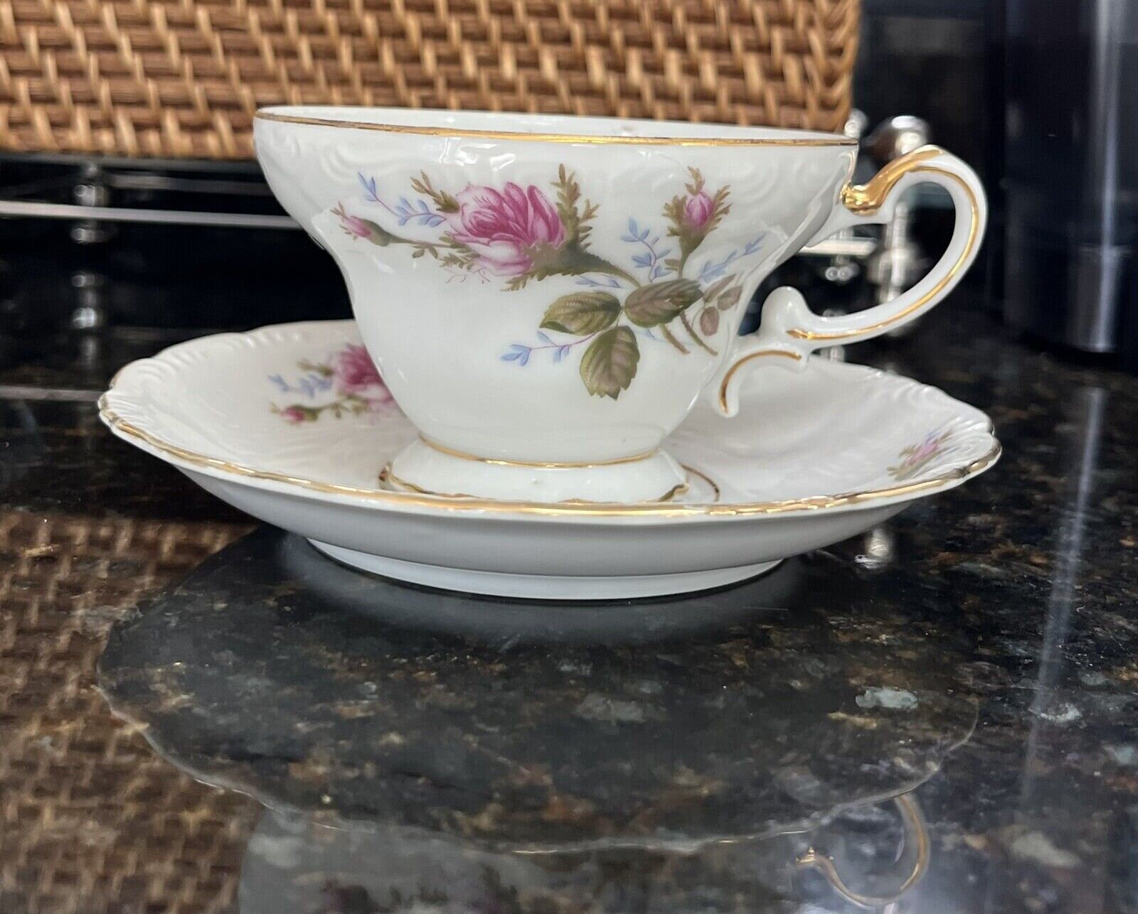 Aladdin Fine China Tea Cup & Saucer Occupied Japan Floral Rose Design ...