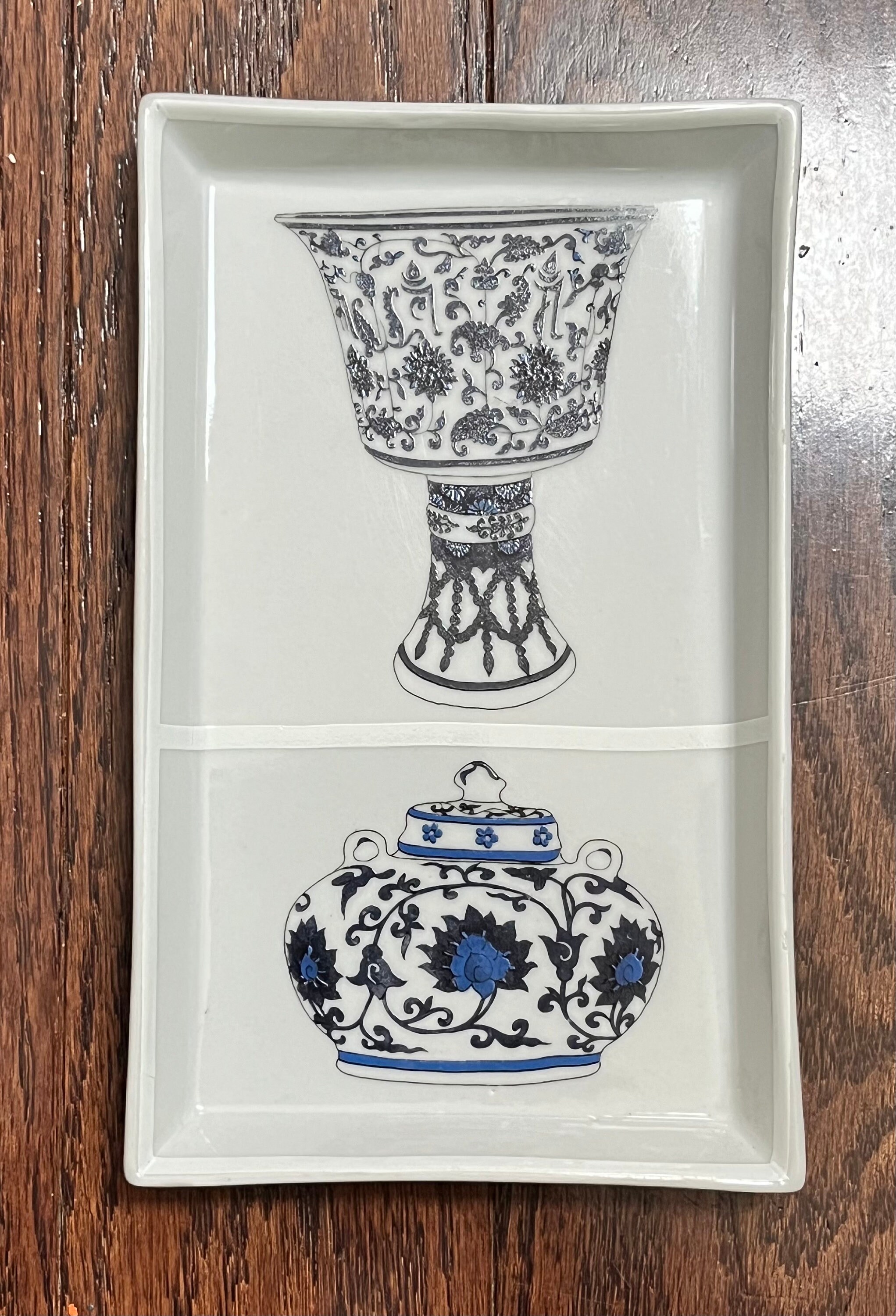 Fabienne Jouvin Paris Ceramic Dish Tray 5 X 8 Hand Painted Chinoiserie ...