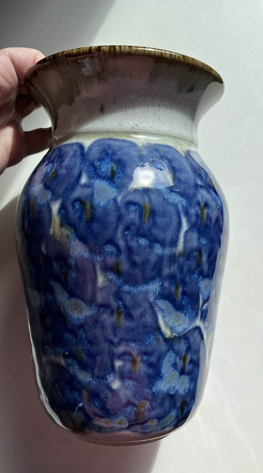 Blue Bonnets Studio Vase Glaze Flowers Art Pottery 9 Artist Signed ...