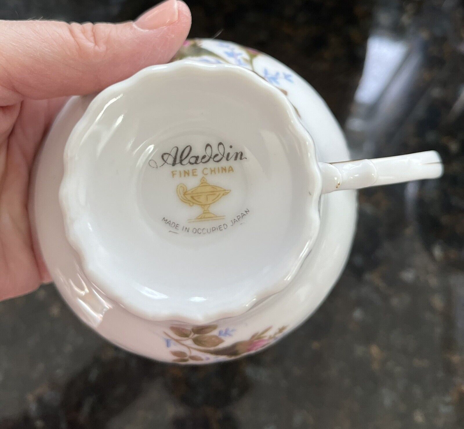 Aladdin Fine China Tea Cup & Saucer Occupied Japan Floral Rose Design ...