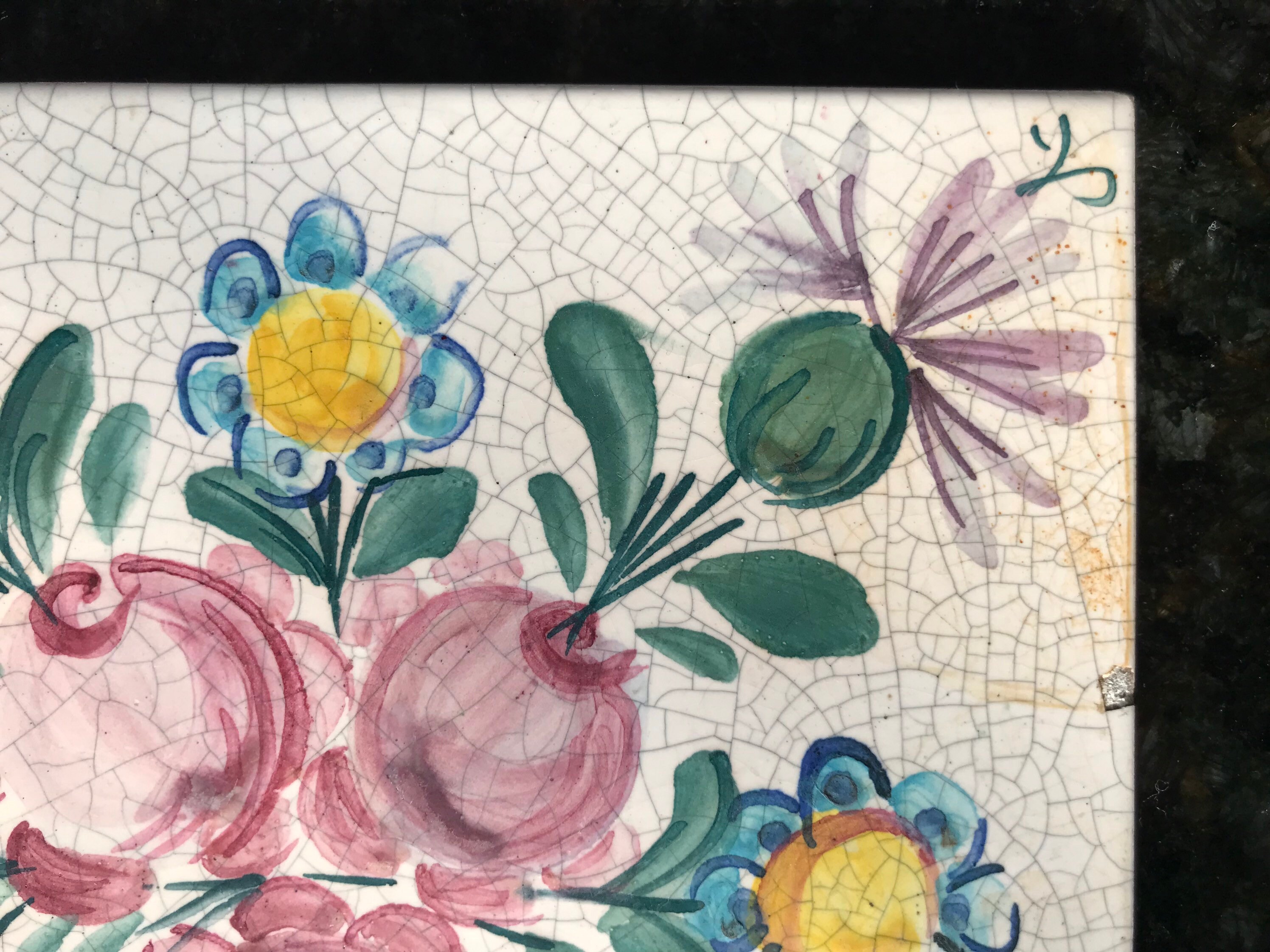 Vintage Hand-painted German Wall Tile Trivet Floral Cottage - Etsy