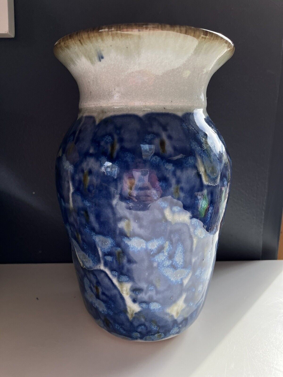 Blue Bonnets Studio Vase Glaze Flowers Art Pottery 9 Artist Signed ...
