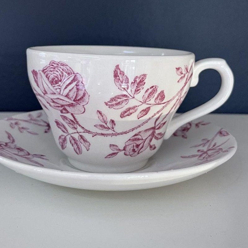 Red Rose Tea Cup - Etsy