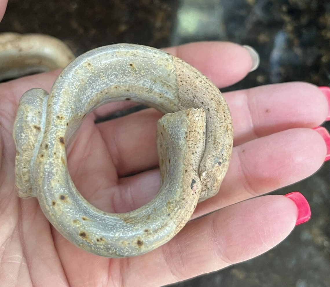 Artisan Handmade Pottery Napkin Rings Stoneware Set of 2 Blue Beige ...