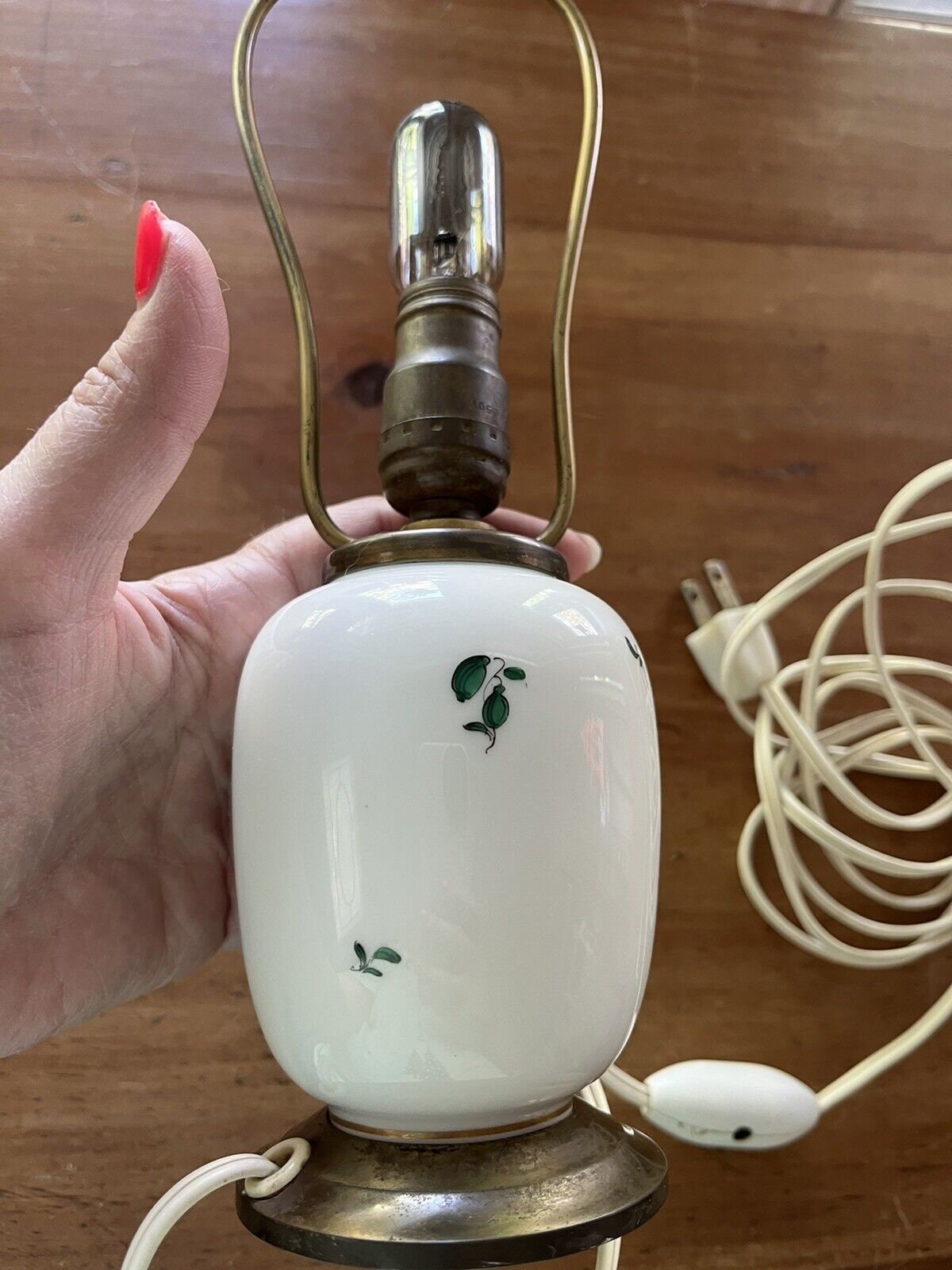 Antique Augarten Porcelain Table Mini Lamp Maria Theresia Green Rose ...