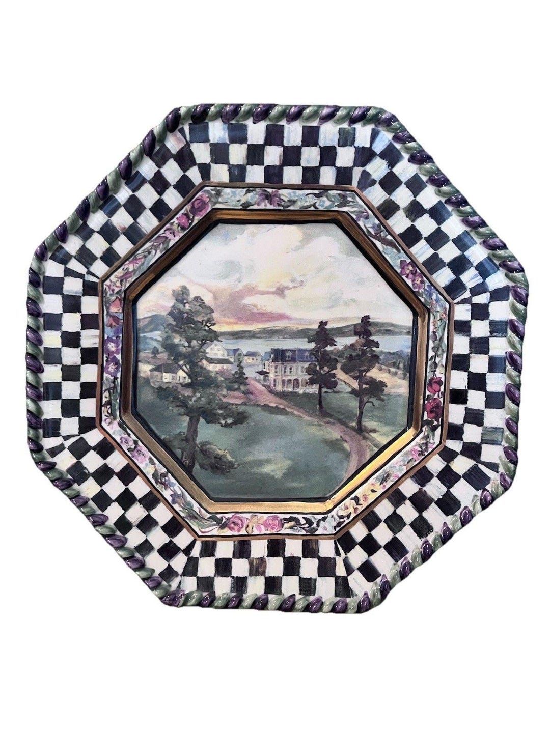 Mackenzie Childs Checkered Vtg Plate Maclachlan Dinner 1st Ed Victoria ...