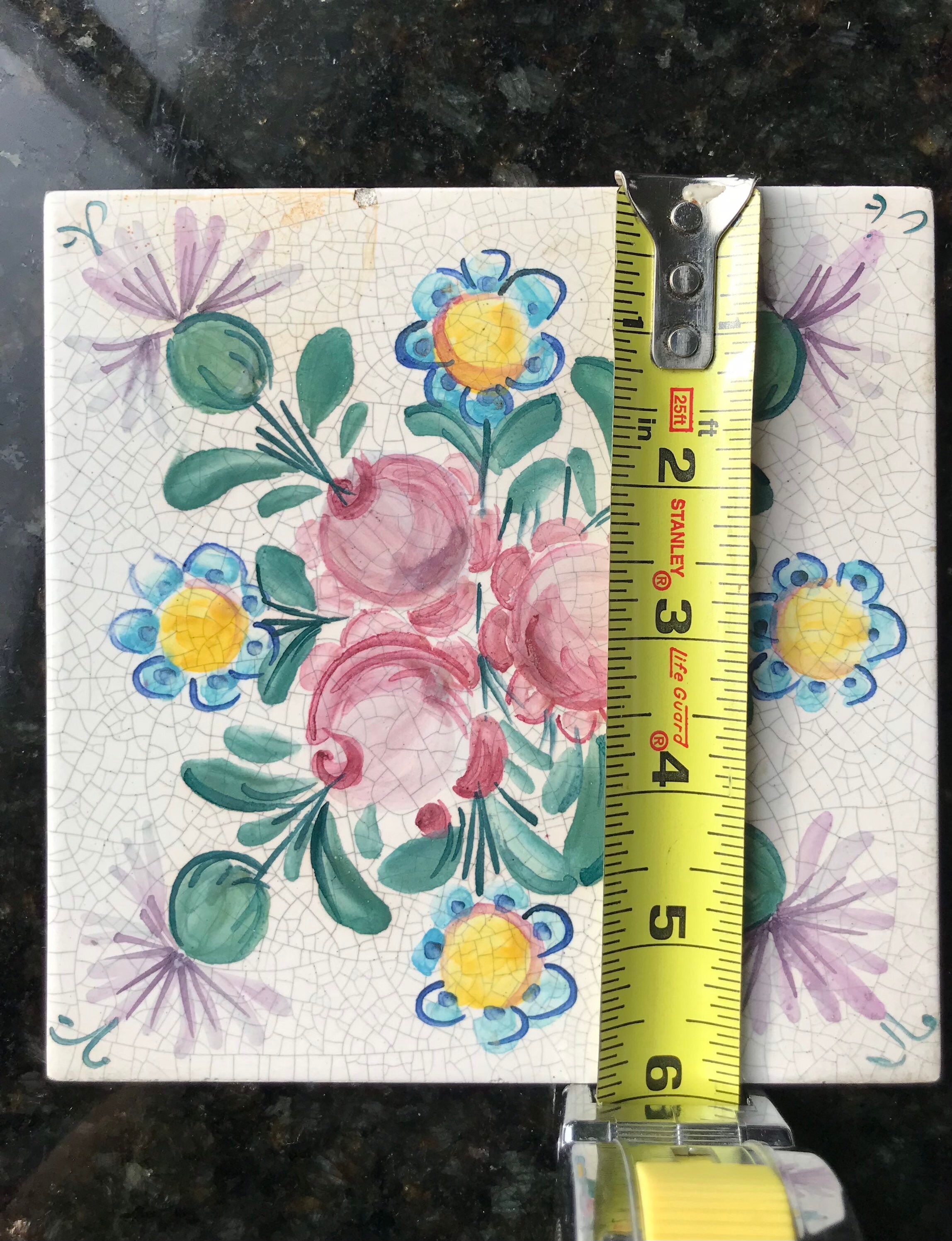 Vintage Hand-painted German Wall Tile Trivet Floral Cottage - Etsy