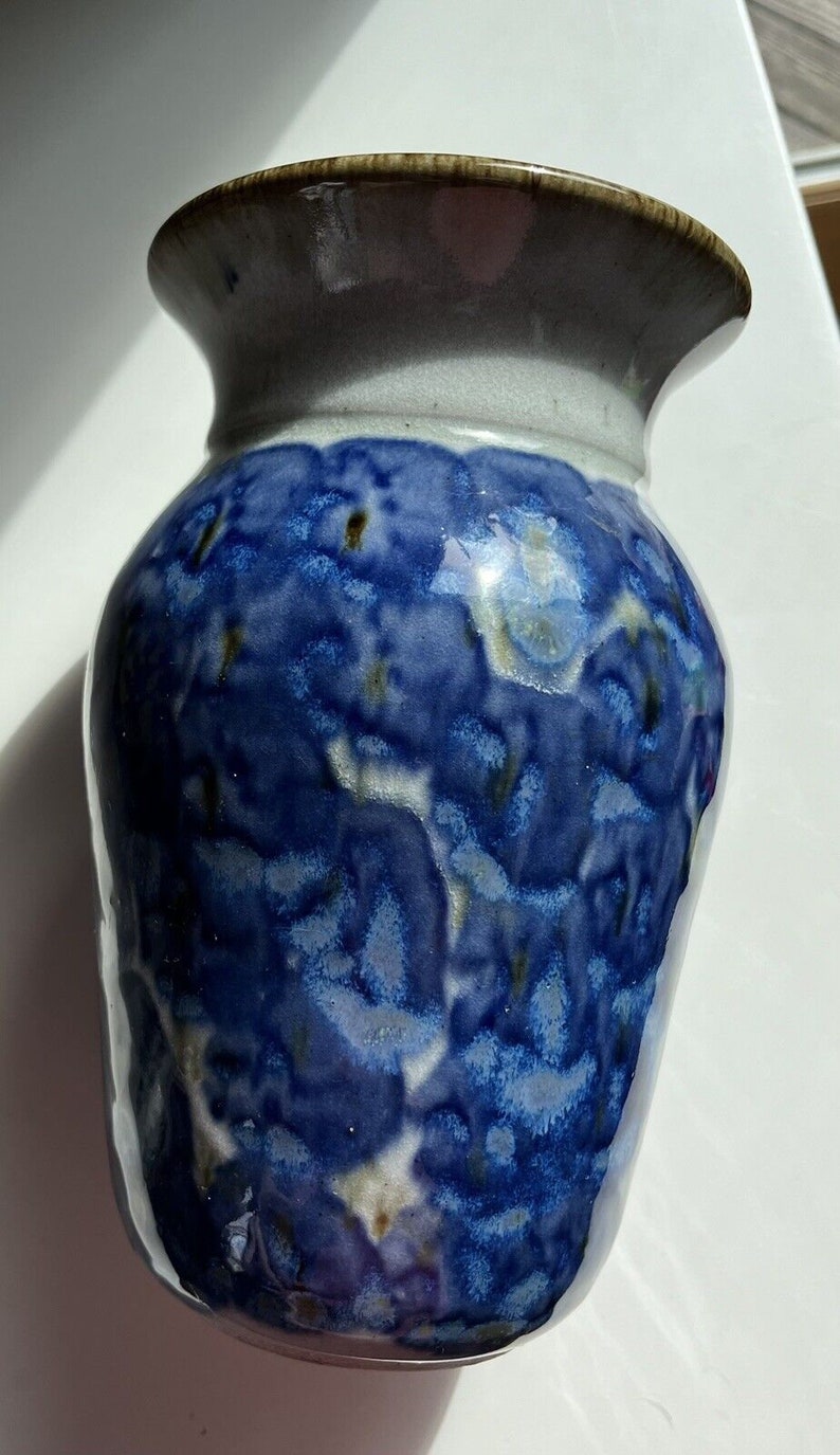 Blue Bonnets Studio Vase Glaze Flowers Art Pottery 9 Artist Signed ...