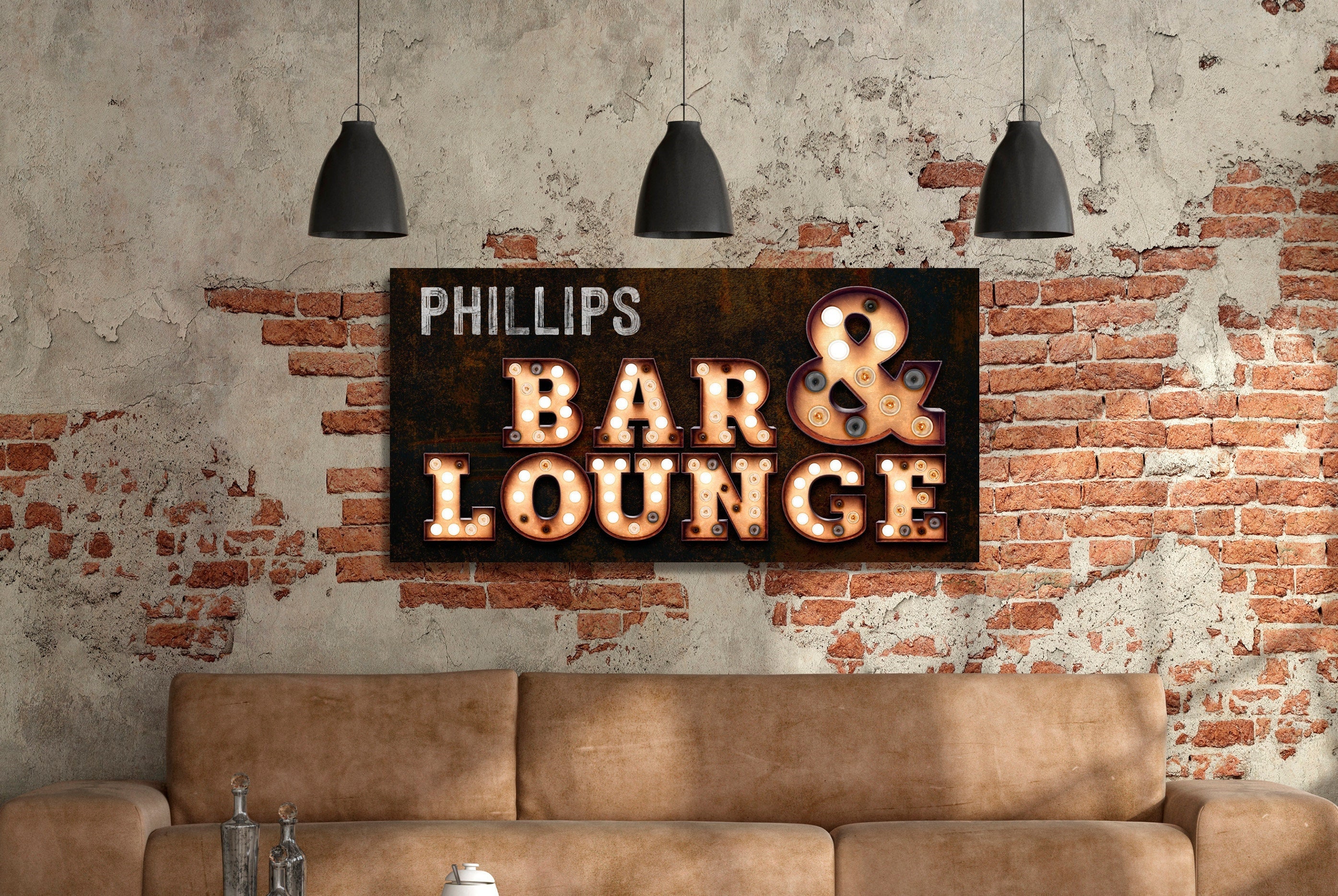 Custom Industrial Lounge Bar Sign Garage Man Cave Sign - Etsy