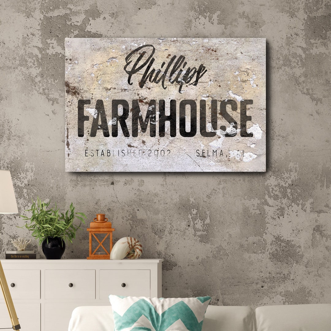 Modern Farmhouse Custom Name Sign, Personalized Vintage Wall Art Decor ...