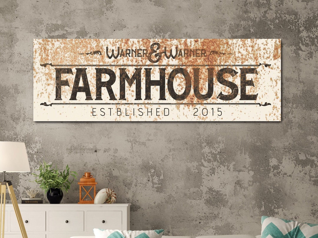 Vintage Farmhouse Custom Name Sign, Personalized Rustic Wall Decor ...