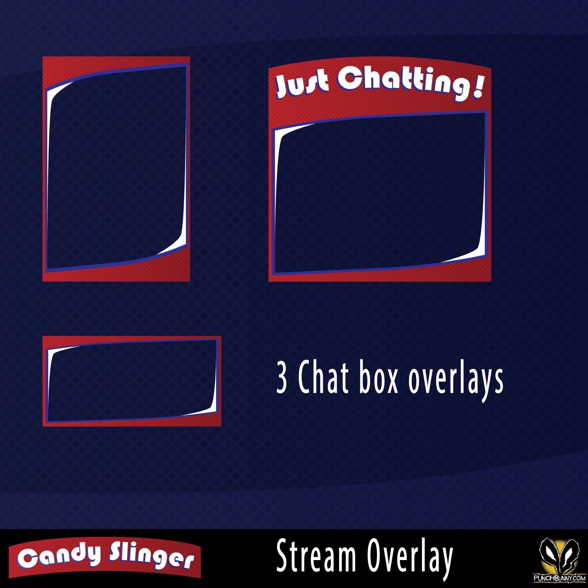 Candy Slinger Twitch Stream Overlay Template - Blue and Red - Fun ...