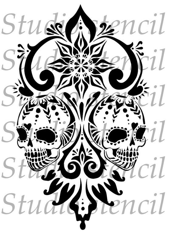 Skull Damask Stencil | Etsy