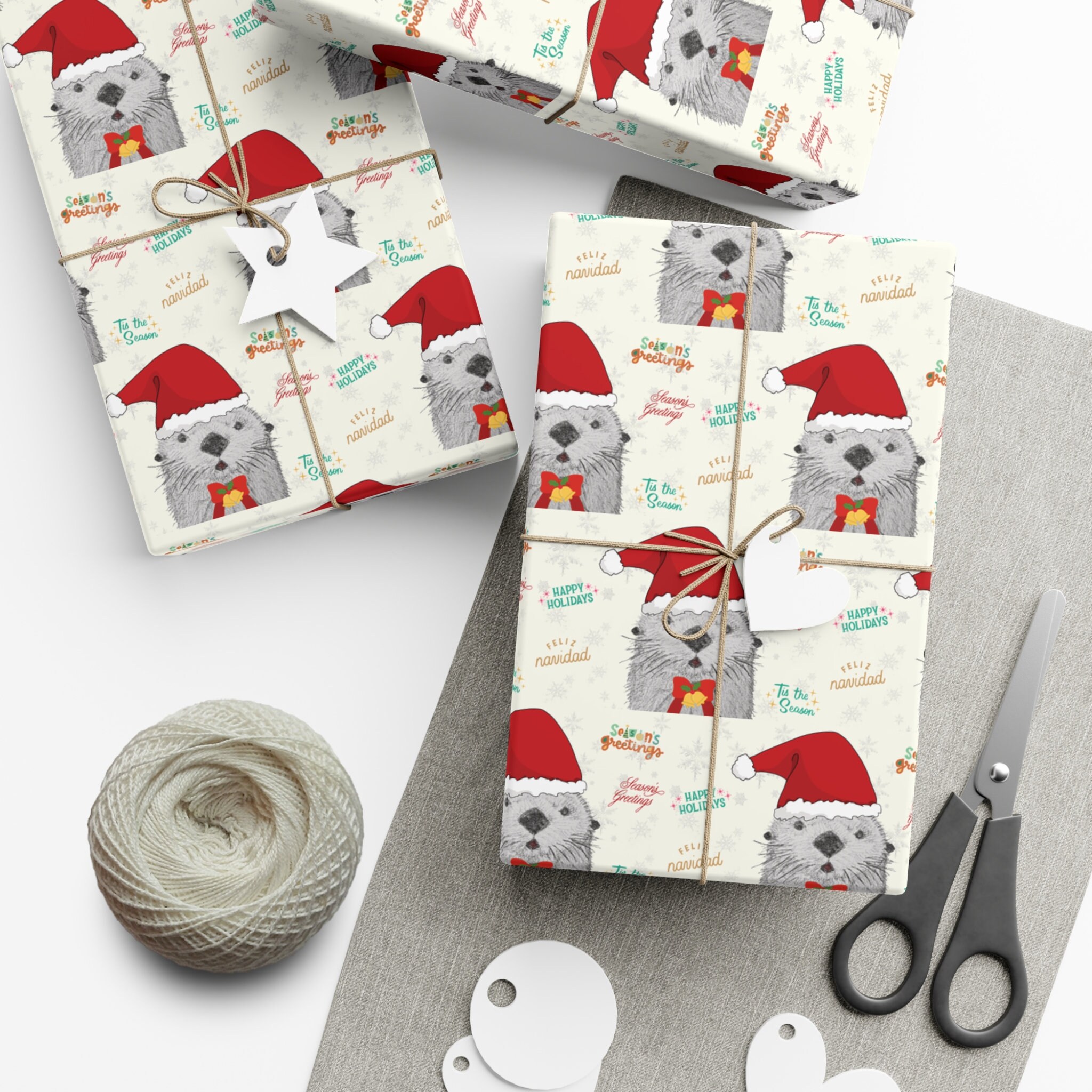 Holidays With Otter Claus: A Festive Flurry of Furry Fun Wrapping Paper ...