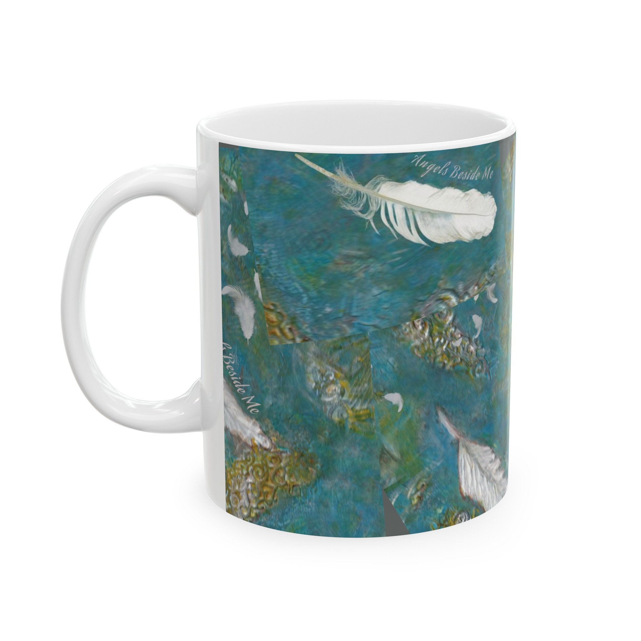 Serene Hand-painted Angel Wings Design - Ceramic Mug /angels Beside Me ...