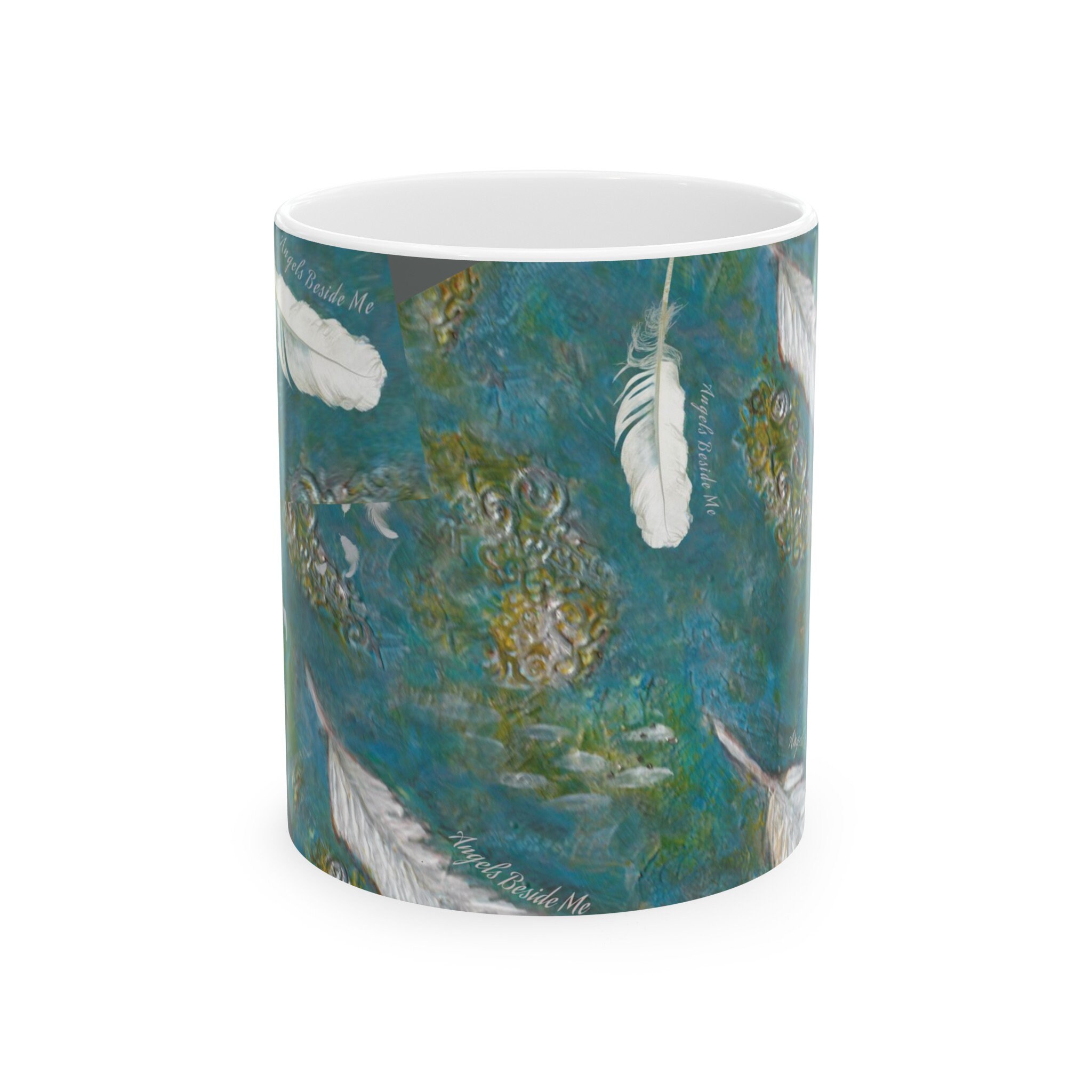 Serene Hand-painted Angel Wings Design - Ceramic Mug /angels Beside Me ...