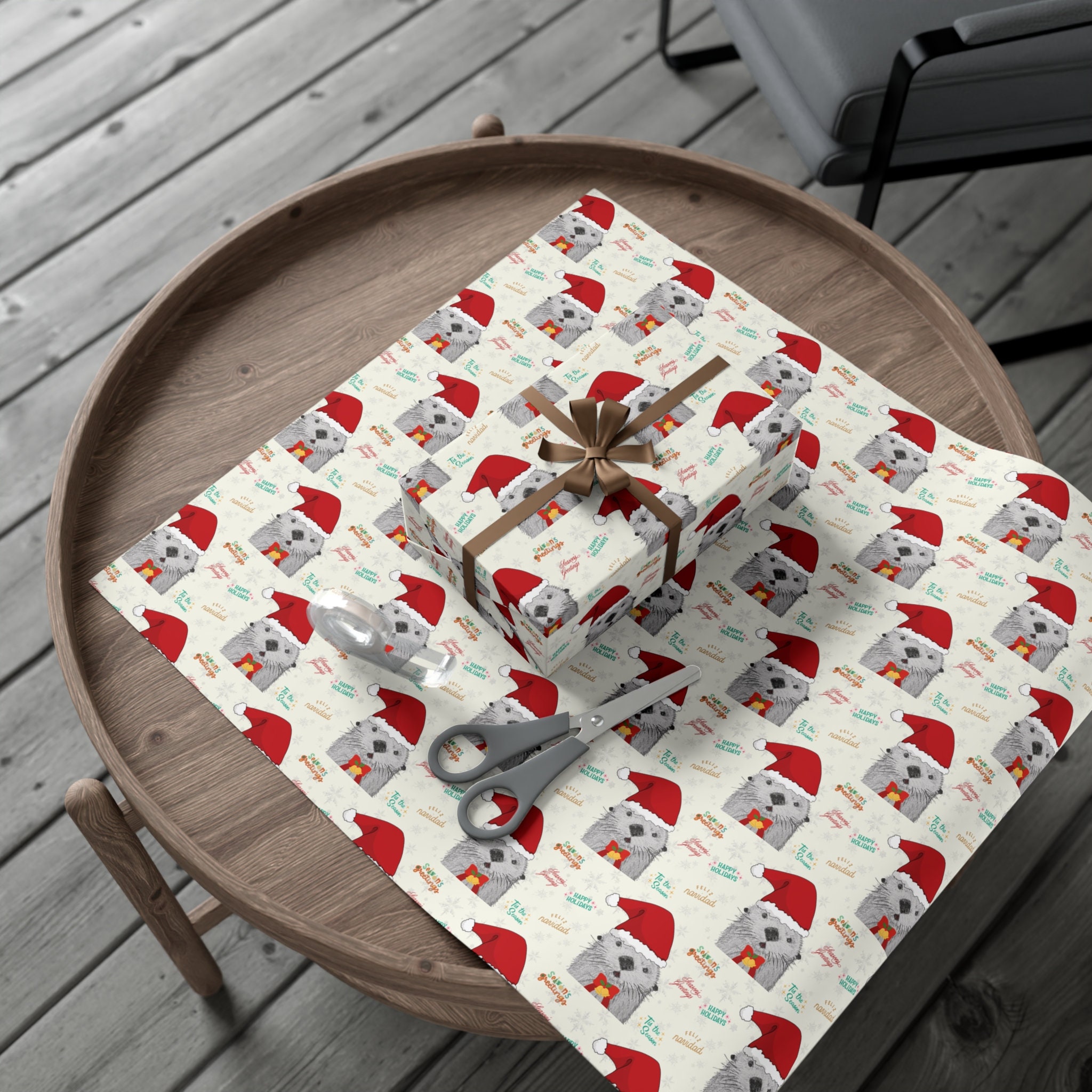Holidays With Otter Claus: A Festive Flurry of Furry Fun Wrapping Paper ...