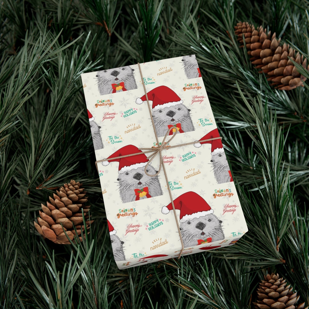 Holidays With Otter Claus: A Festive Flurry of Furry Fun Wrapping Paper ...