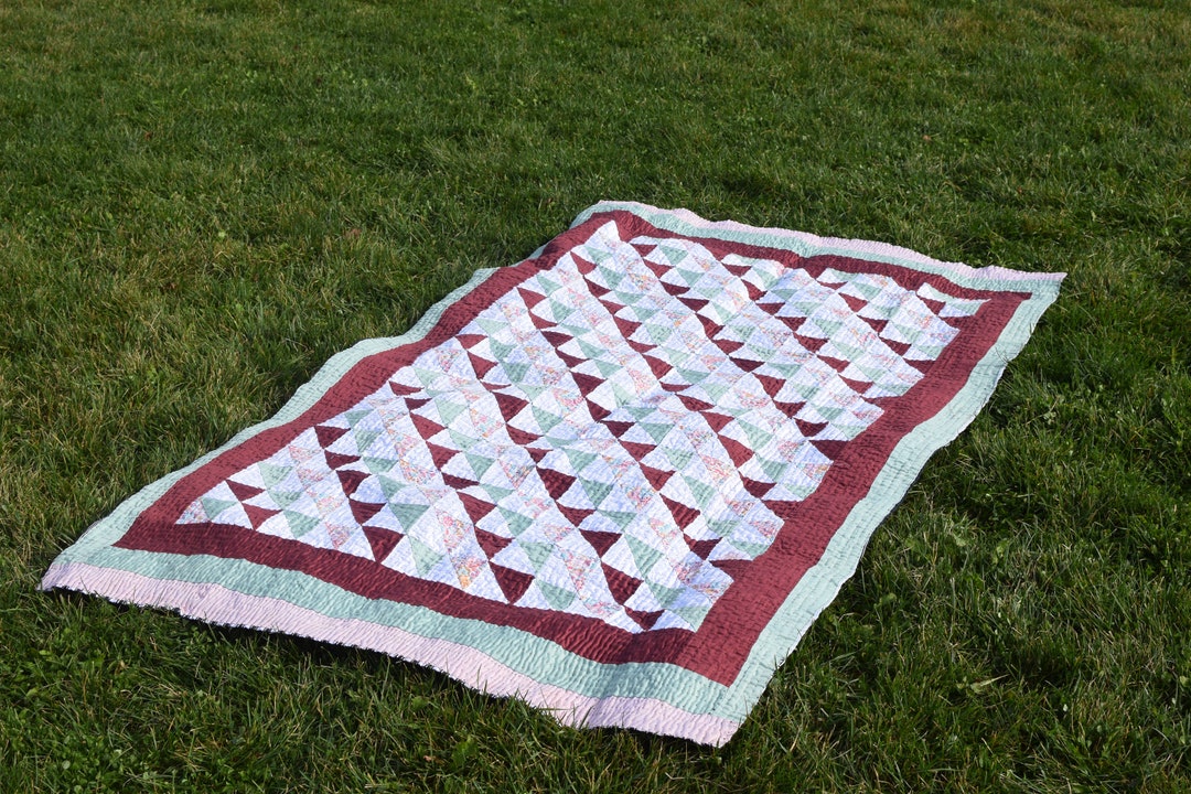 Hand Made Cotton Quilt Rili Hand Stitched and Pieced-4 Layers of Cotton ...