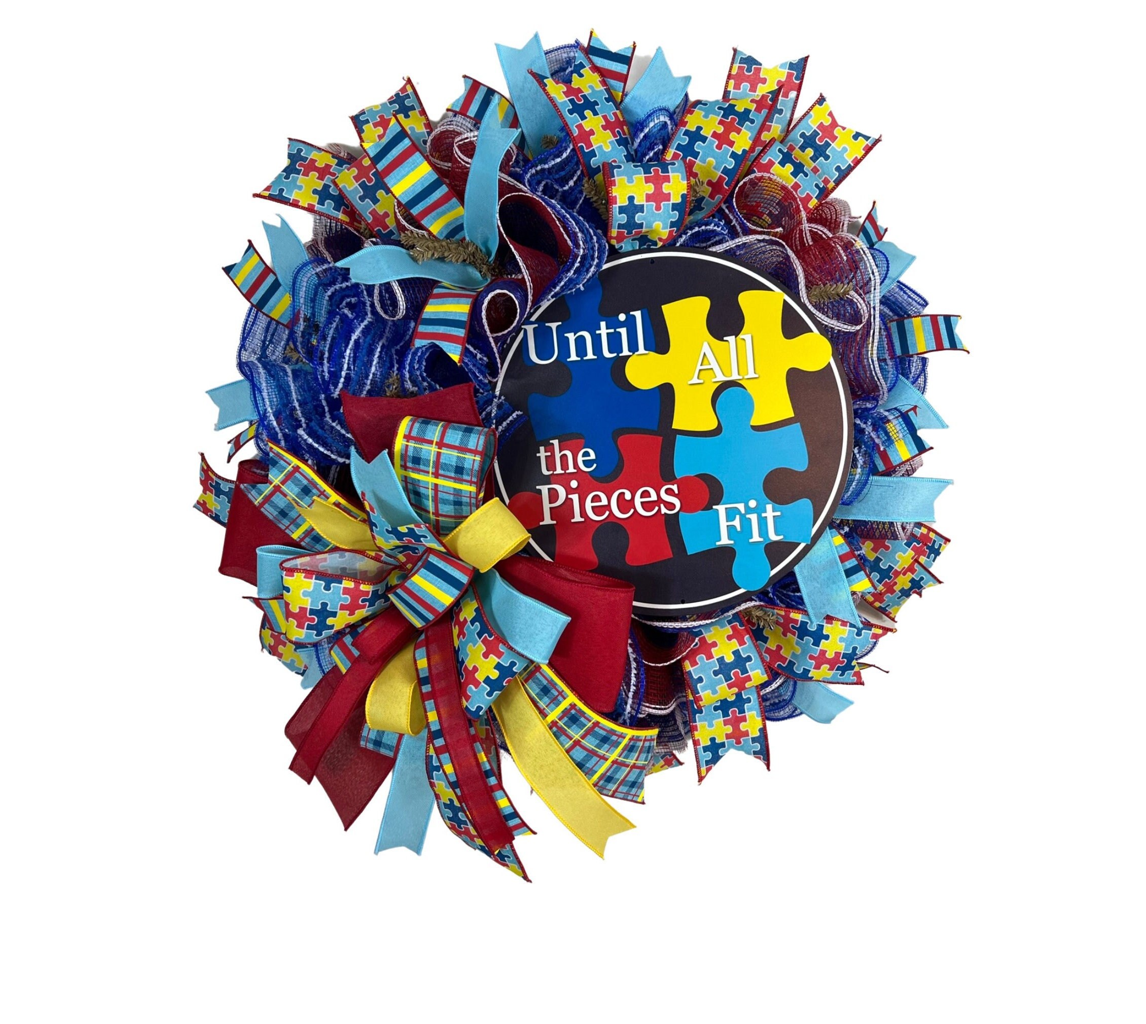 National Autism Awareness Wreath for Front Door, Neurodiversity Door ...