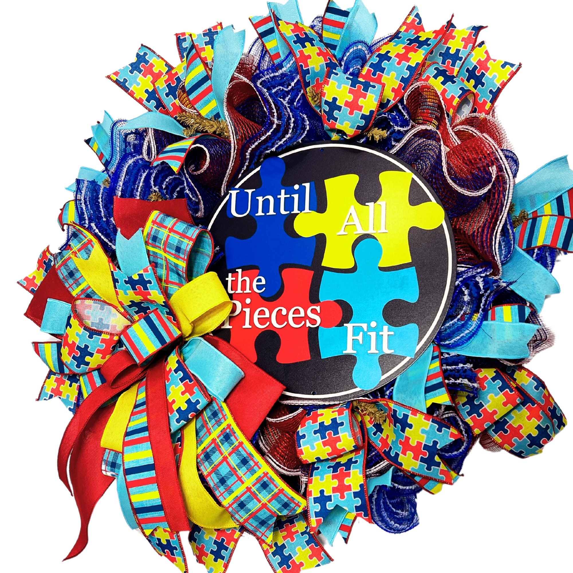 National Autism Awareness Wreath for Front Door, Neurodiversity Door ...