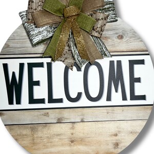 Rustic Farmhouse Welcome Door Hanger With Burlap Bow, Country Chic ...