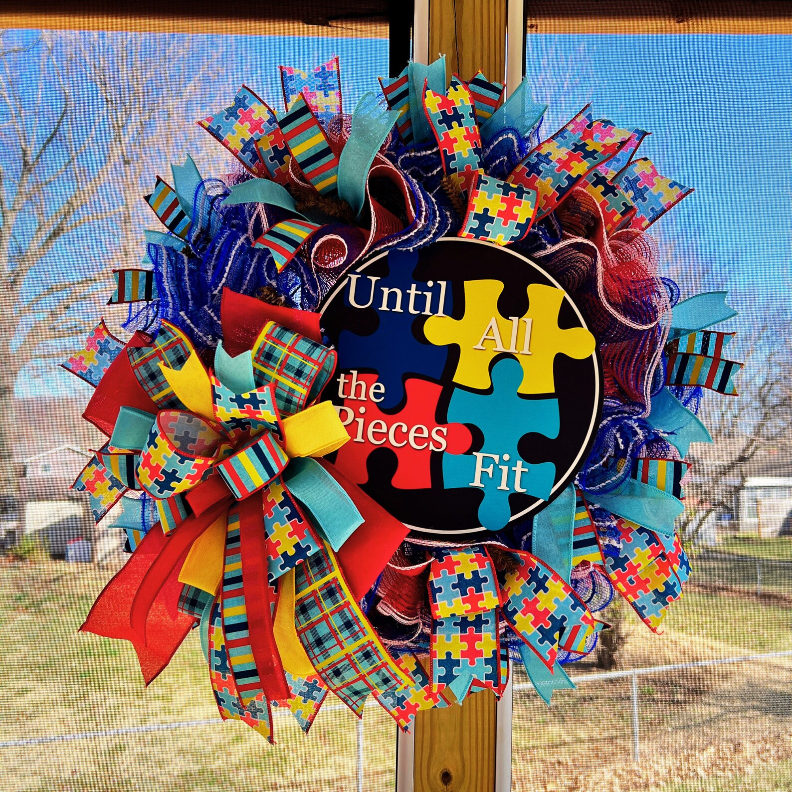 National Autism Awareness Wreath for Front Door, Neurodiversity Door ...