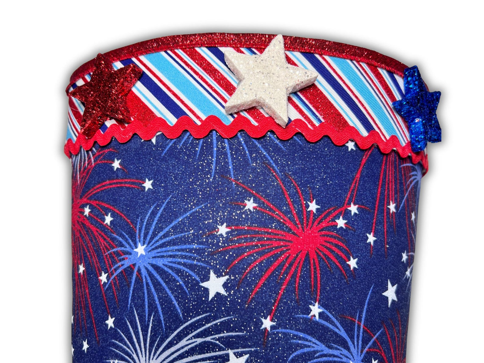 Patriotic Fireworks Flower Pot, 4th of July Wreath Attachment ...