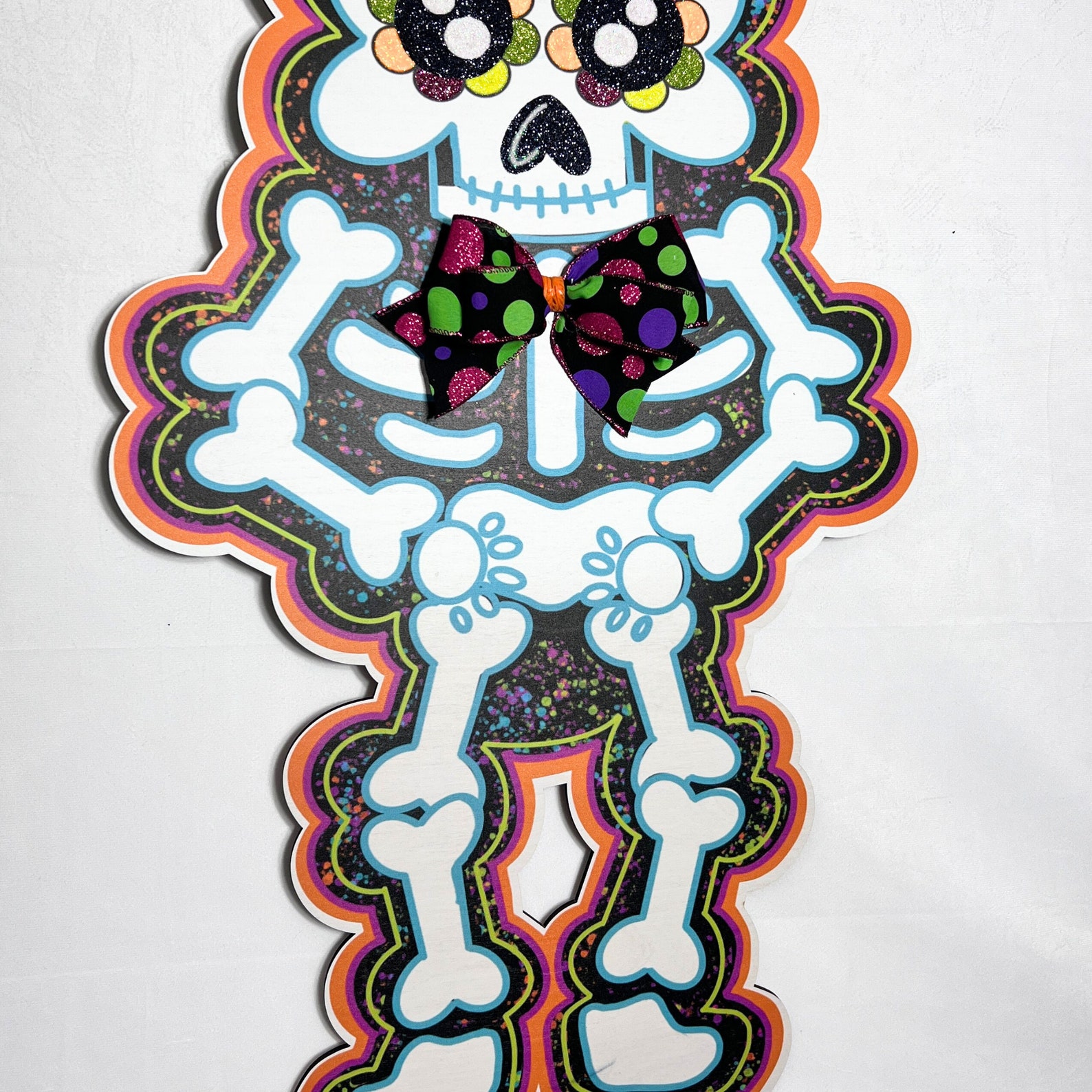 Colorful Day of the Dead Skeleton Door Hanger - Halloween Decor ...