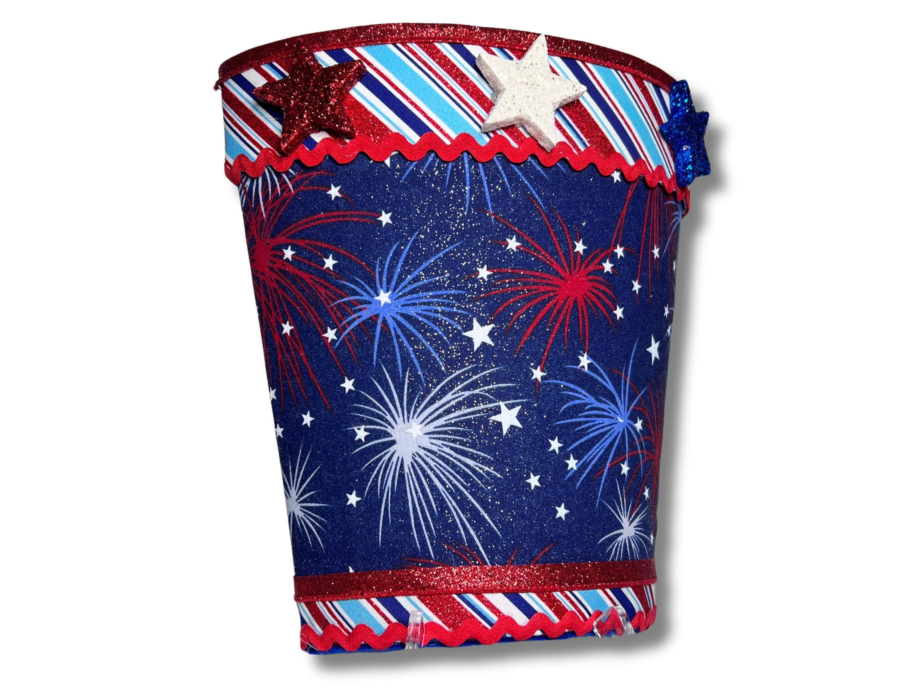 Patriotic Fireworks Flower Pot, 4th of July Wreath Attachment ...