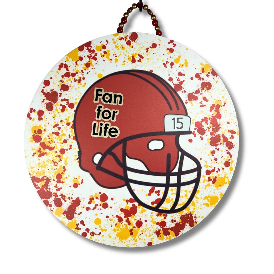 Football Door Hanger, Fan for Life Helmet Sign, Wood Front Door Decor ...