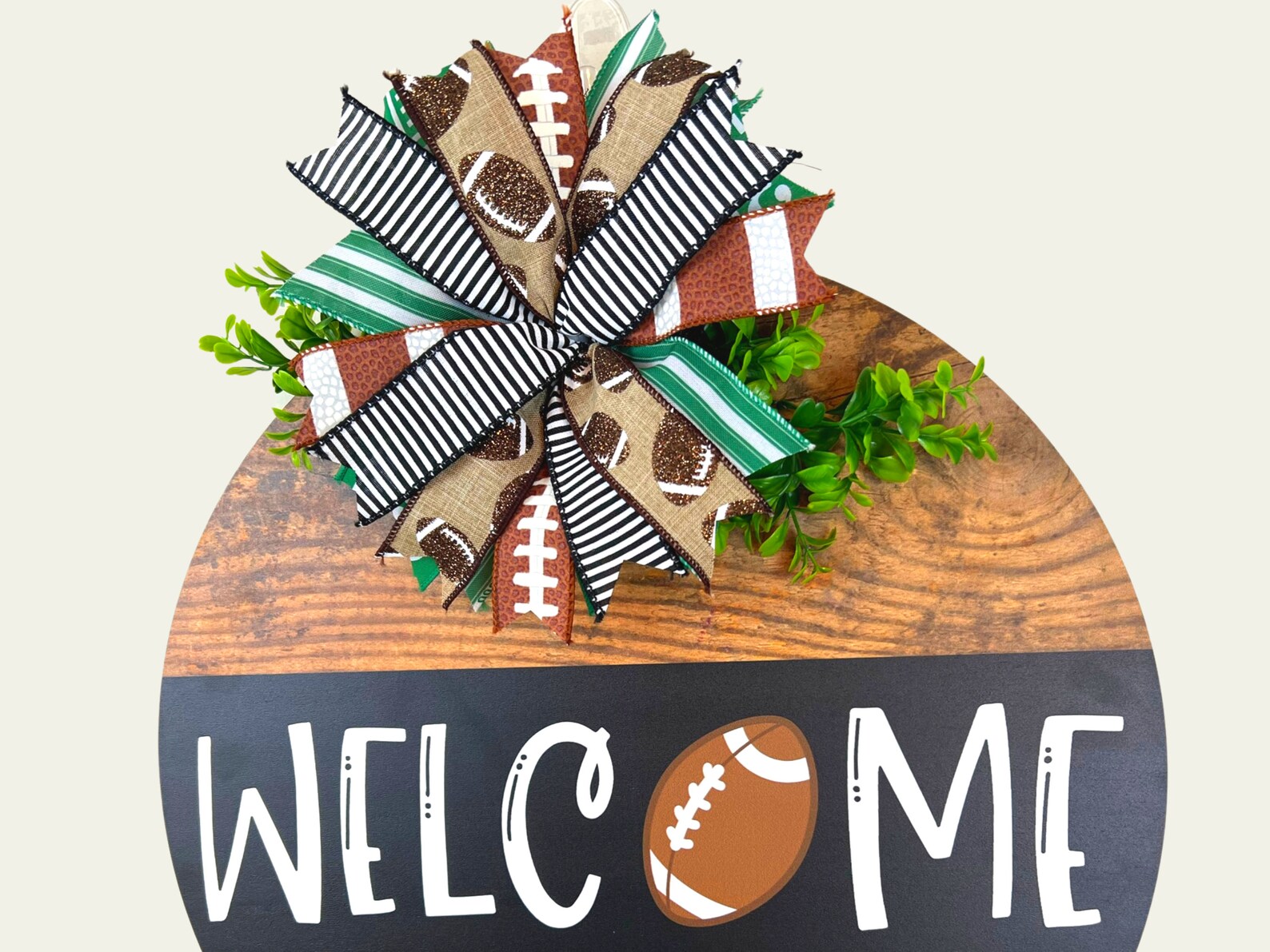Football Welcome Sign for Front Porch, Welcome Football Door Hanger ...