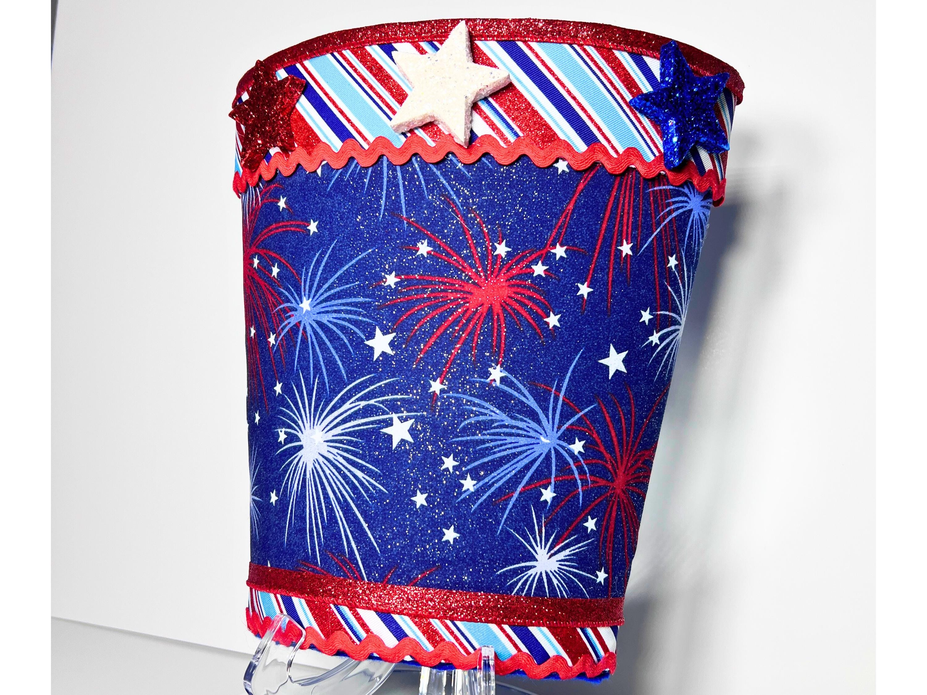 Patriotic Fireworks Flower Pot, 4th of July Wreath Attachment ...