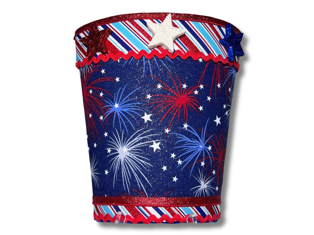 Patriotic Fireworks Flower Pot, 4th of July Wreath Attachment ...