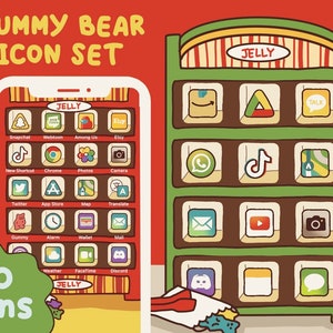 Gummy Bear Icon Set L Velvet Red App Skins L IOS14, 15, Androids L ...