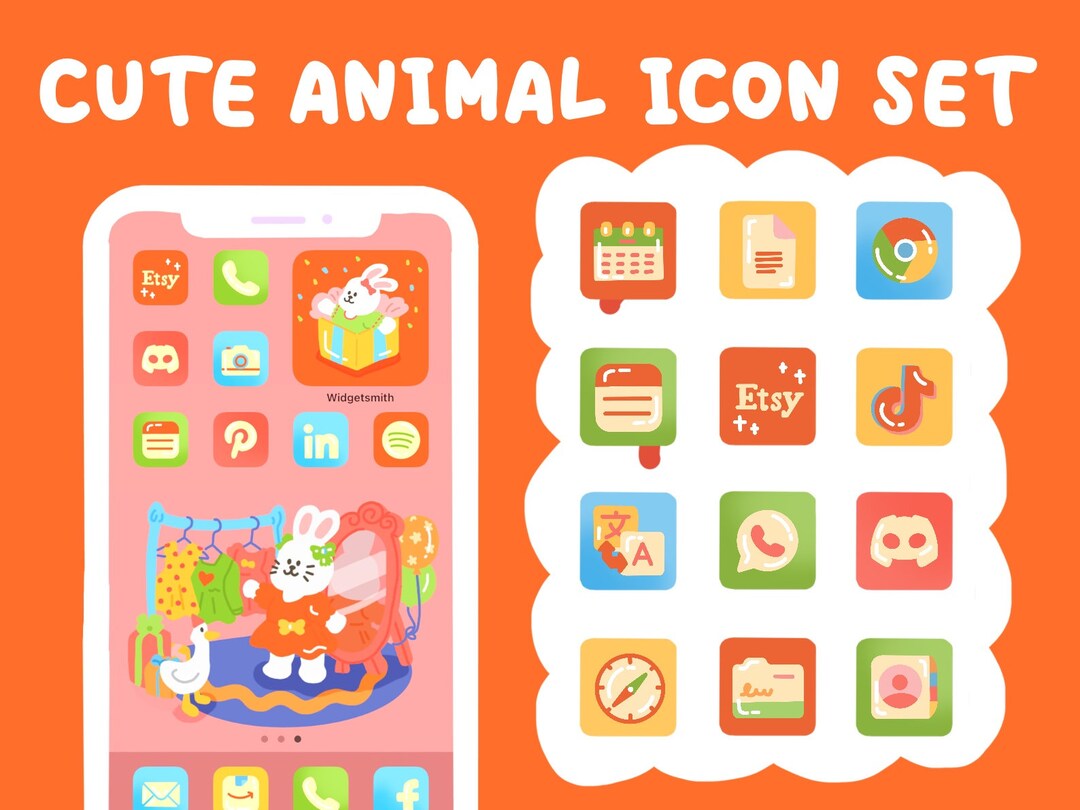 Kidcore Coral Pink Animal Icon Set L Coral App Skins L IOS14, 15 ...