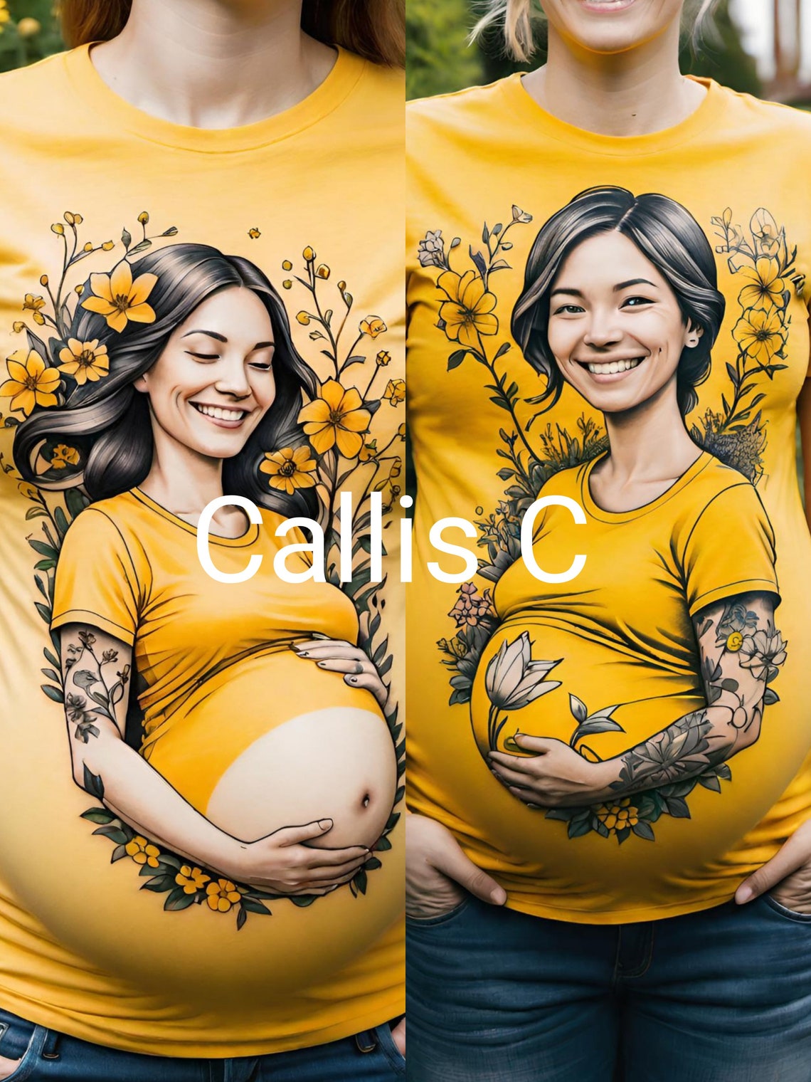 Realistic Mockup for Yellow Maternity T-shirt Perfect for Custom ...