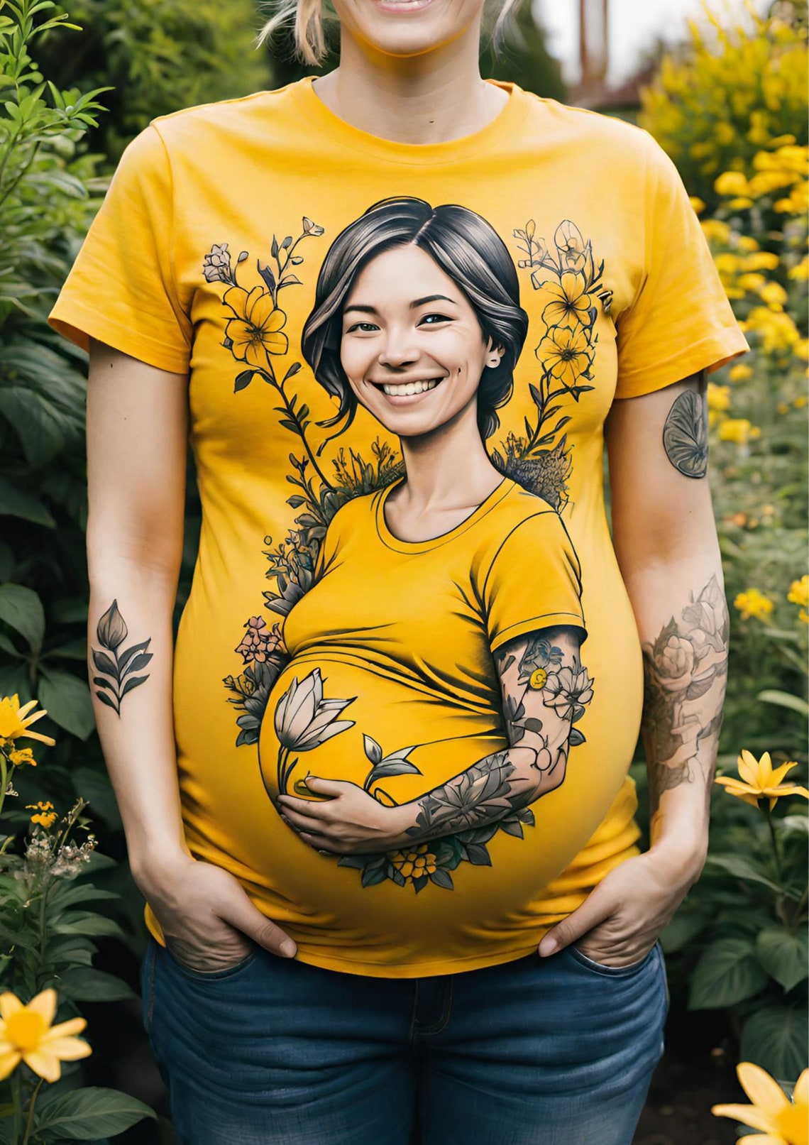 Realistic Mockup for Yellow Maternity T-shirt Perfect for Custom ...