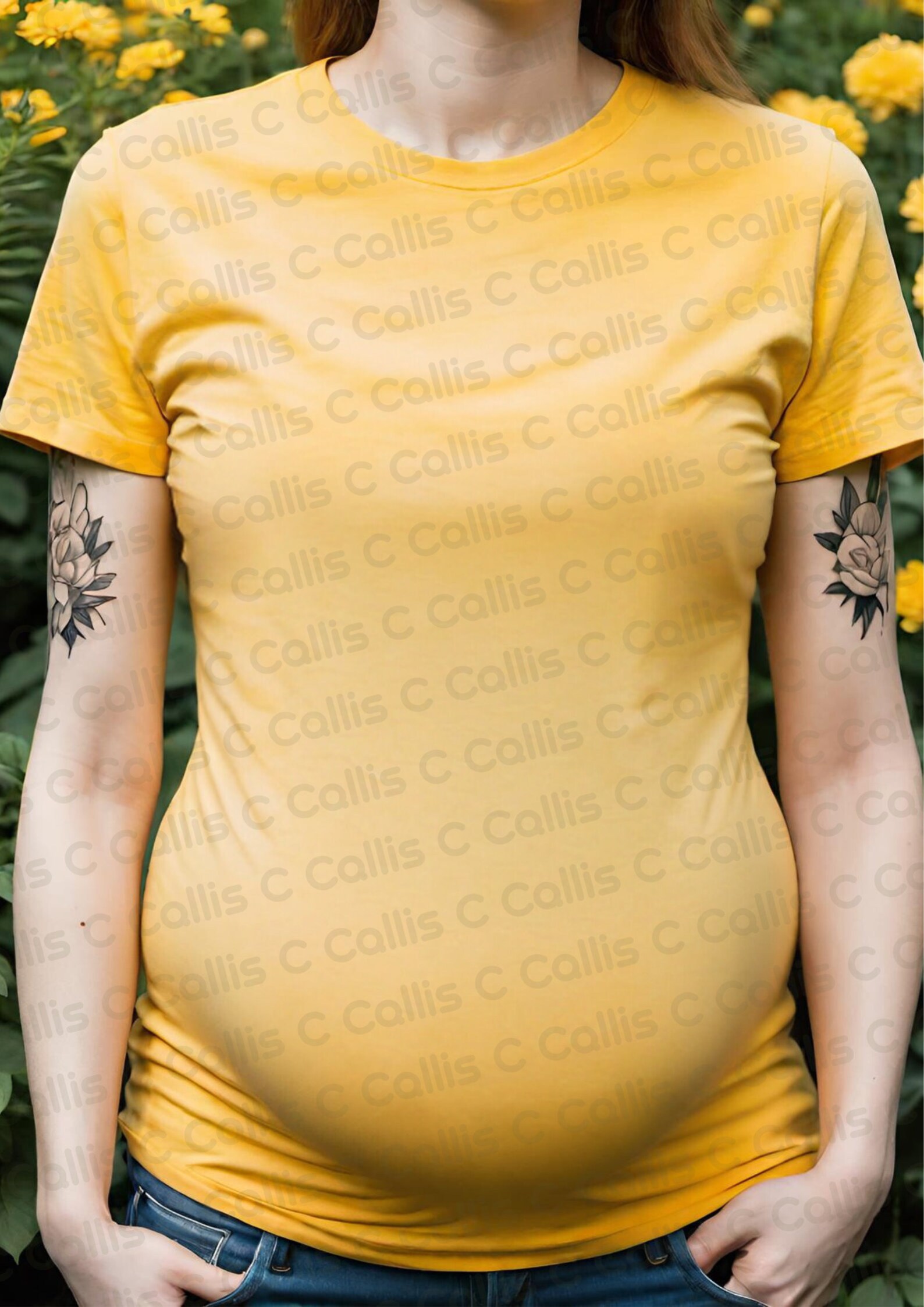 Realistic Mockup for Yellow Maternity T-shirt Perfect for Custom ...