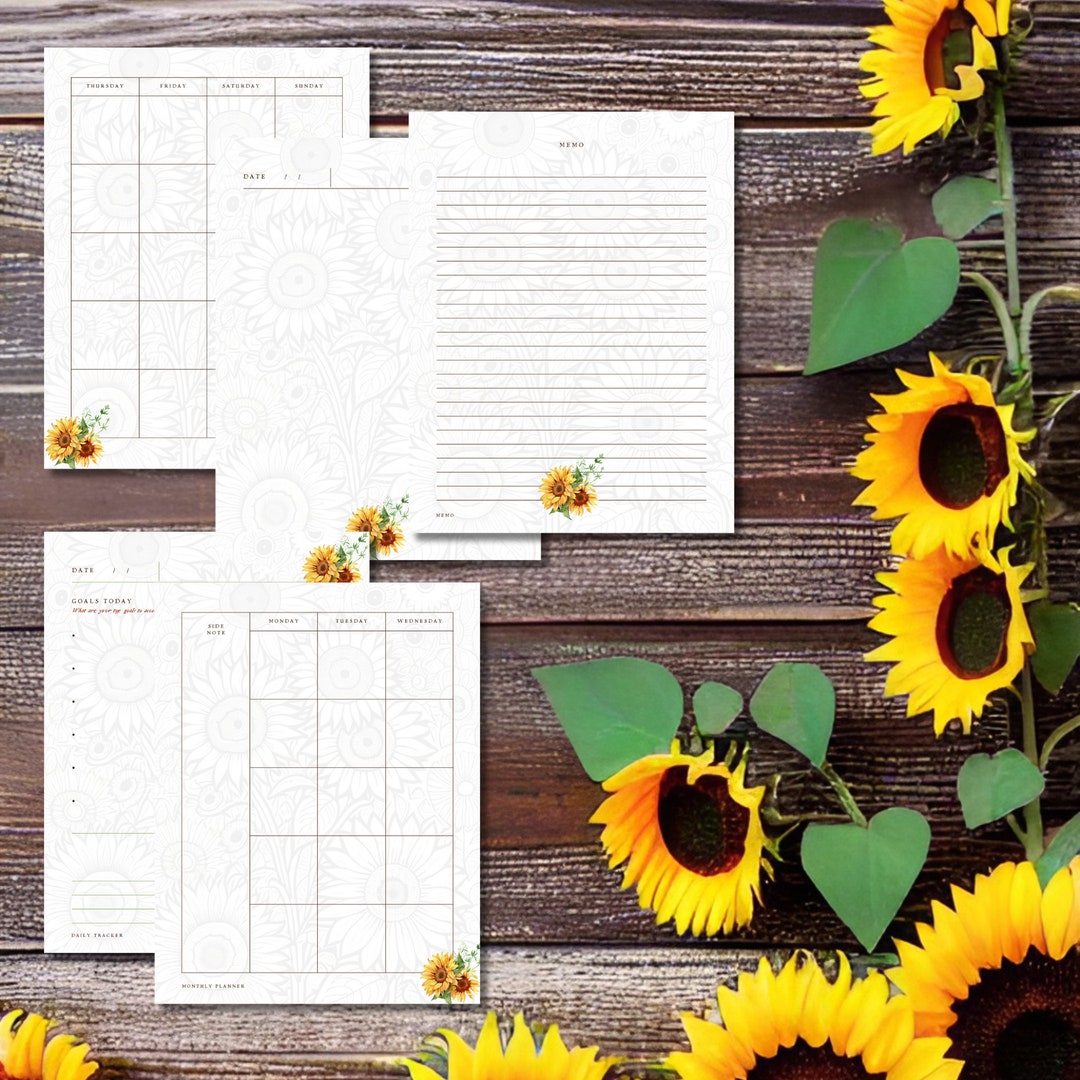 Digital Planner Printable Weekly Plan Daily Plan Notes Sunflower Theme ...