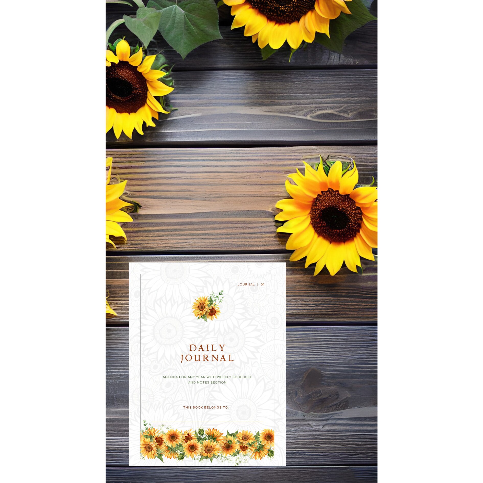 Digital Planner Printable Weekly Plan Daily Plan Notes Sunflower Theme ...