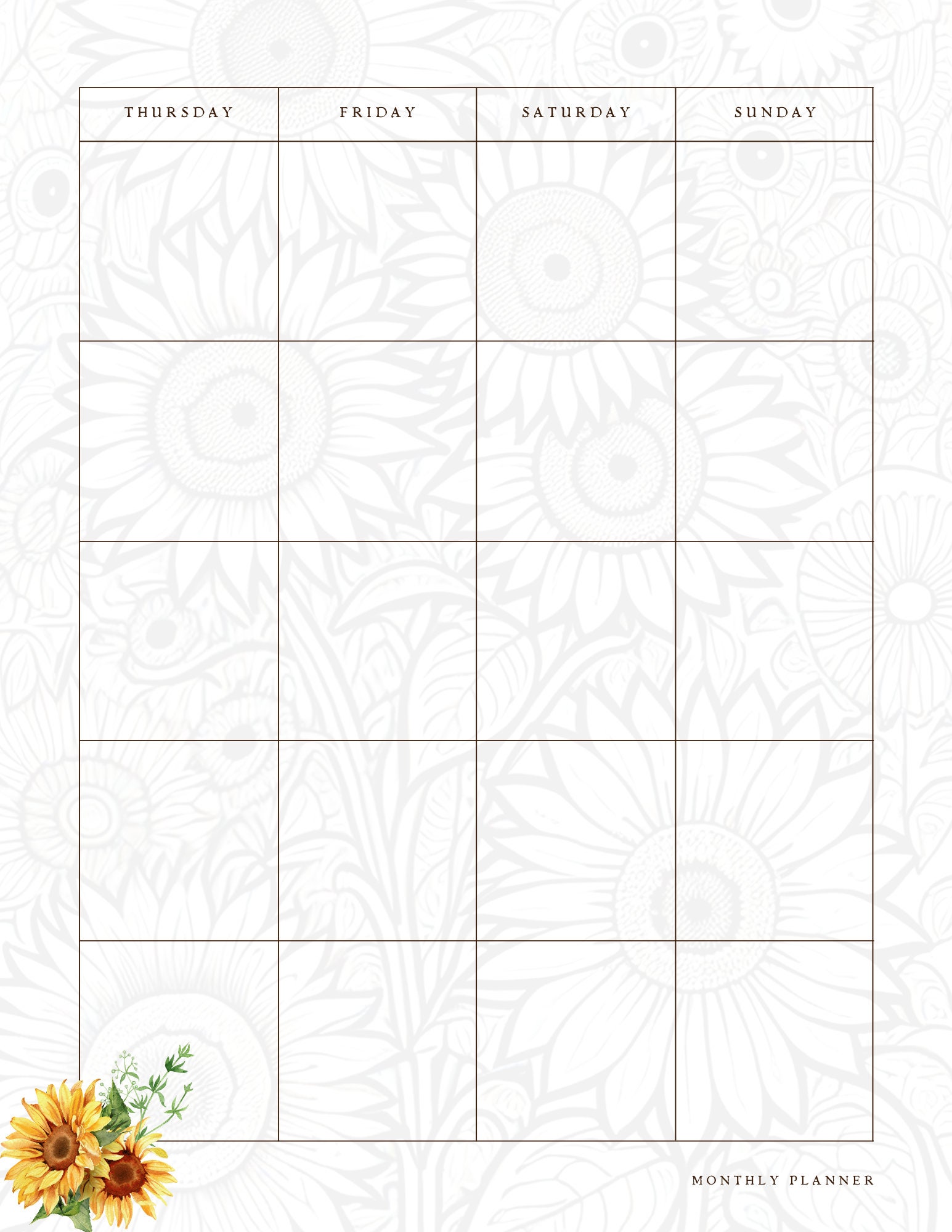 Digital Planner Printable Weekly Plan Daily Plan Notes Sunflower Theme ...