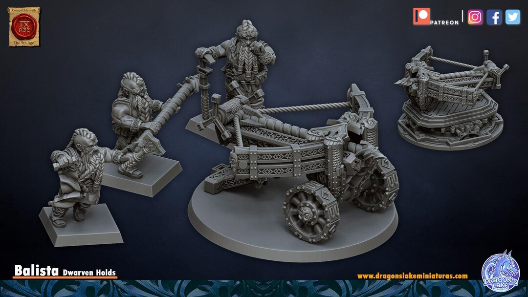 Dwarf Ballista| Free Bases Included| Get Additional Discount!| Dragonslake Miniatures - Etsy