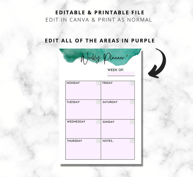 Weekly Editable Planner, Printable Task Schedule, Productivity Planner ...