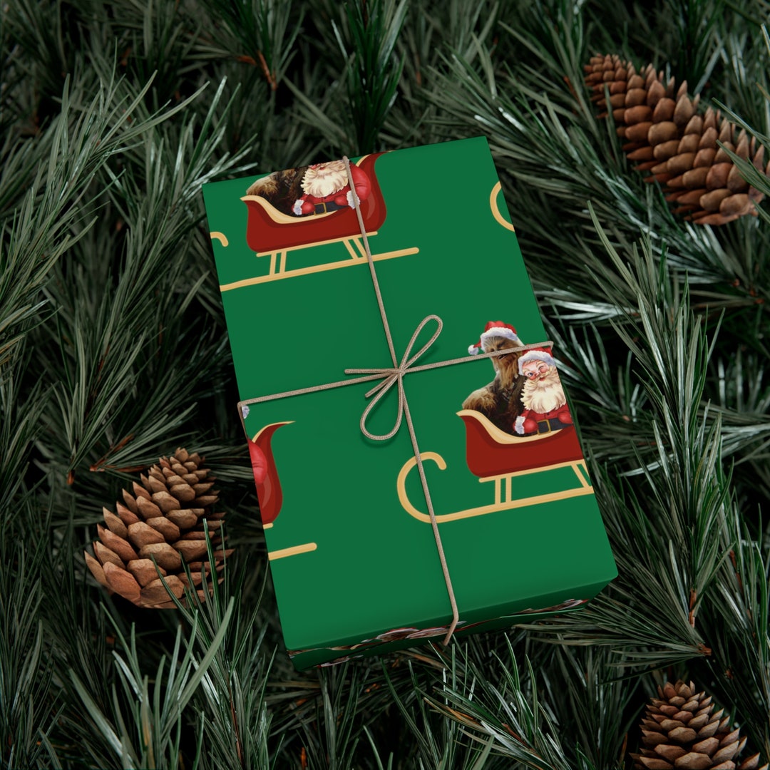 Santa and Chewbacca Gift Wrapping Paper, Funny Christmas Gift Present ...