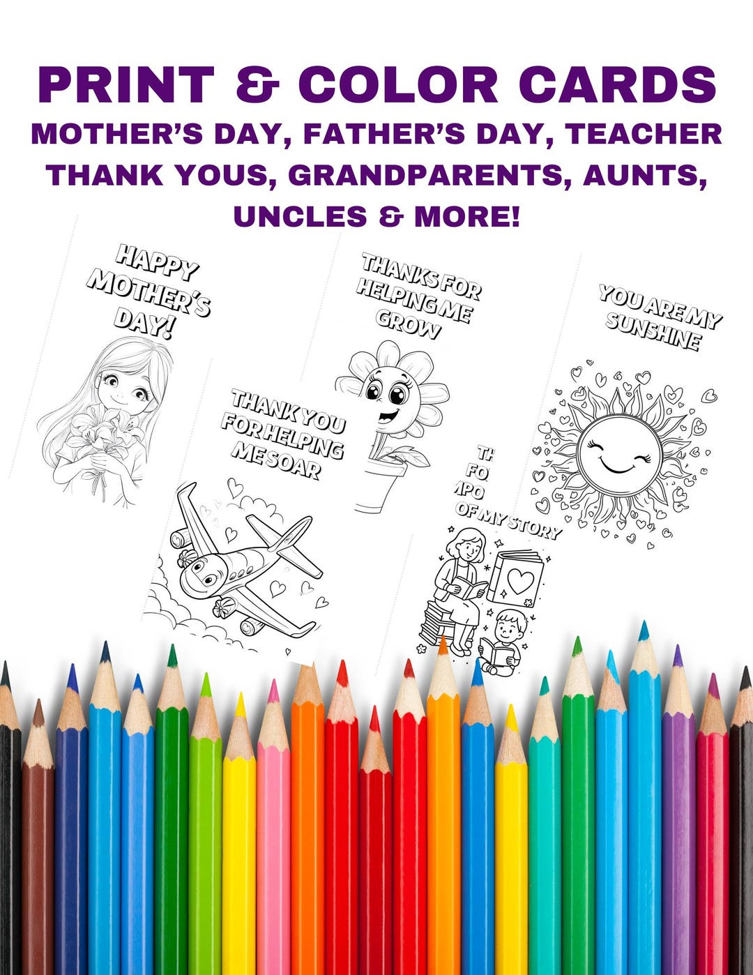 23 Printable Coloring Cards for Kids Half Page Foldable Mother’s Day ...