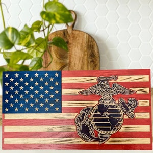 United States Marine Flag, USMC Licensed Flag, Marine Corps, CNC Carved ...