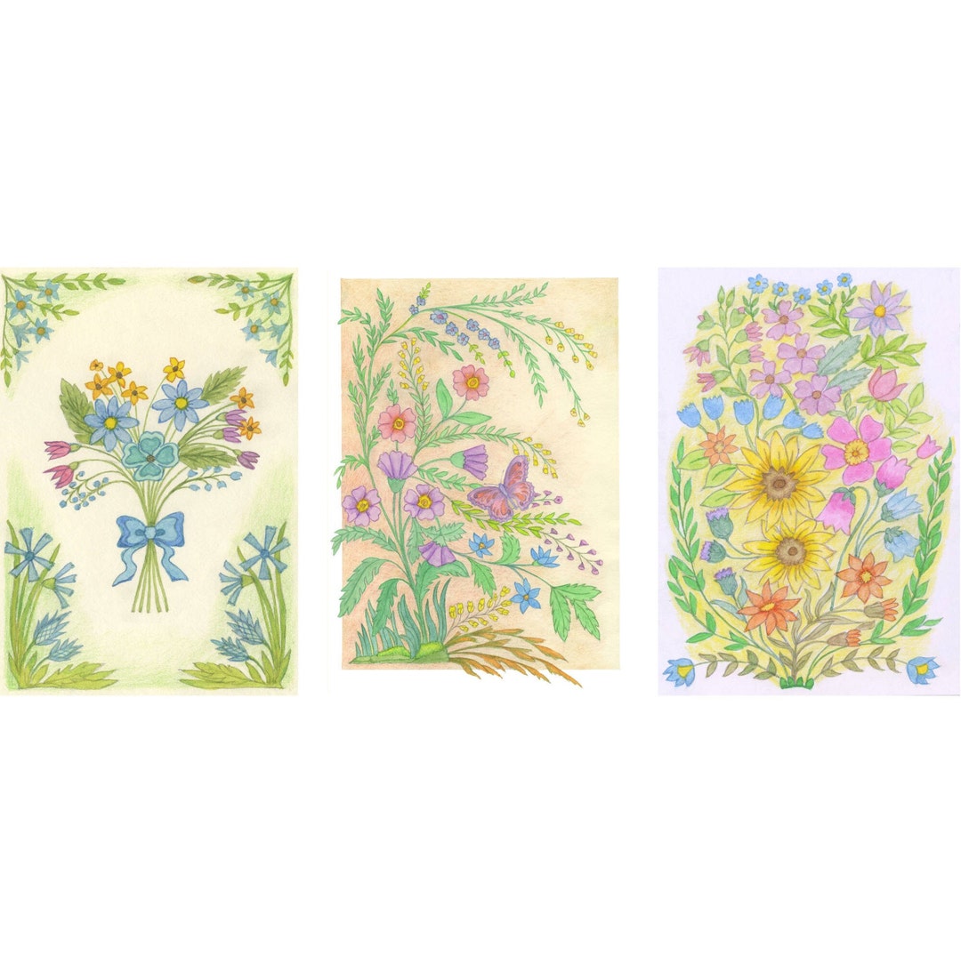 Handmade Notecards Butterfly Set Set of 6 Small Cards 3 Pattern Designs ...