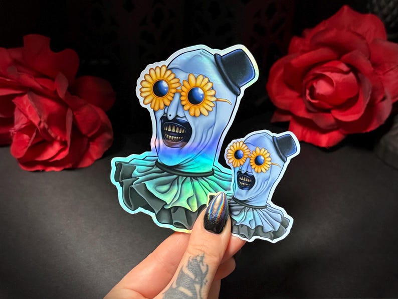 Art the Clown With Sunflower Glasses Sticker | Terrifier Inspired ...